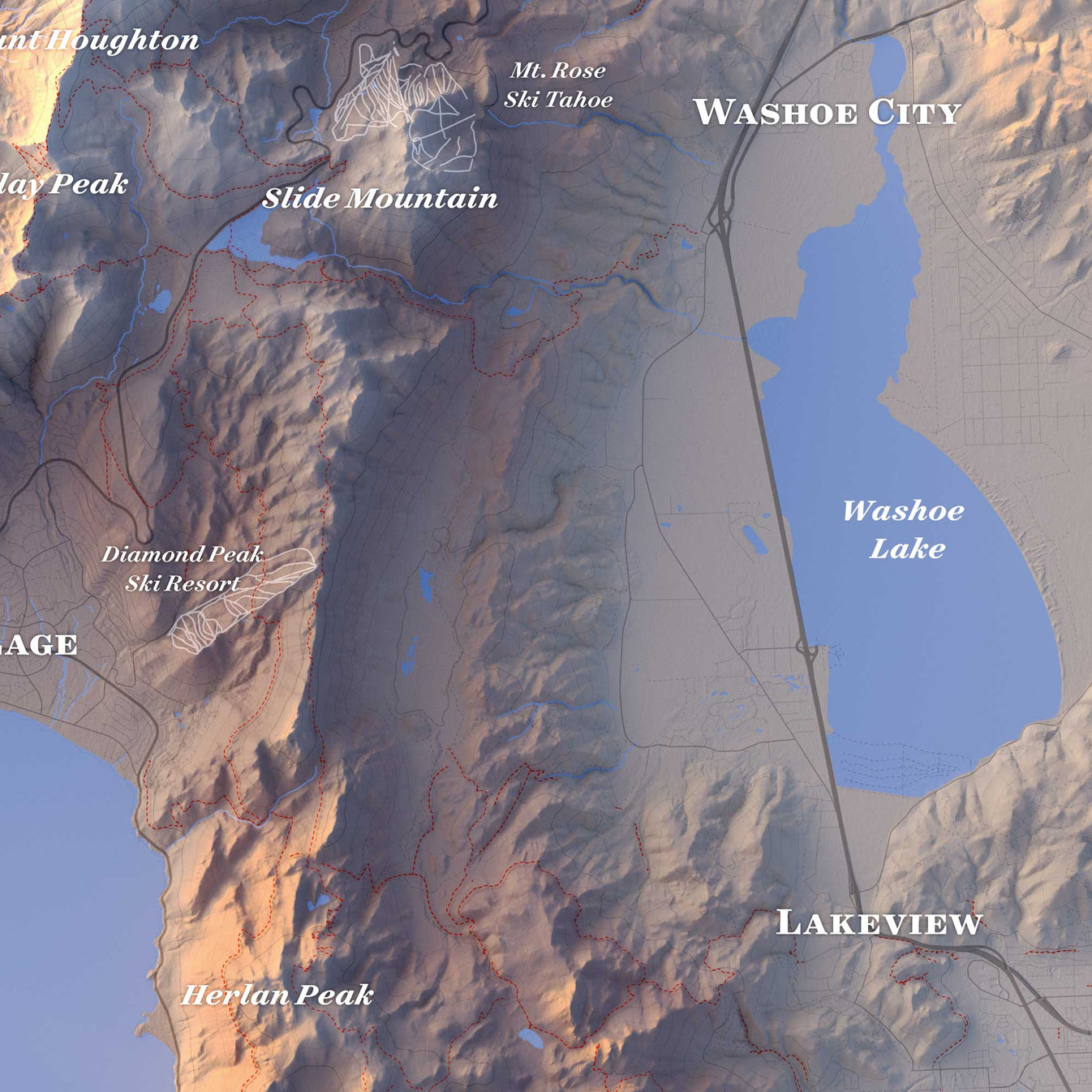 Lake Tahoe Topographic Map Print | Nifty Mapworks