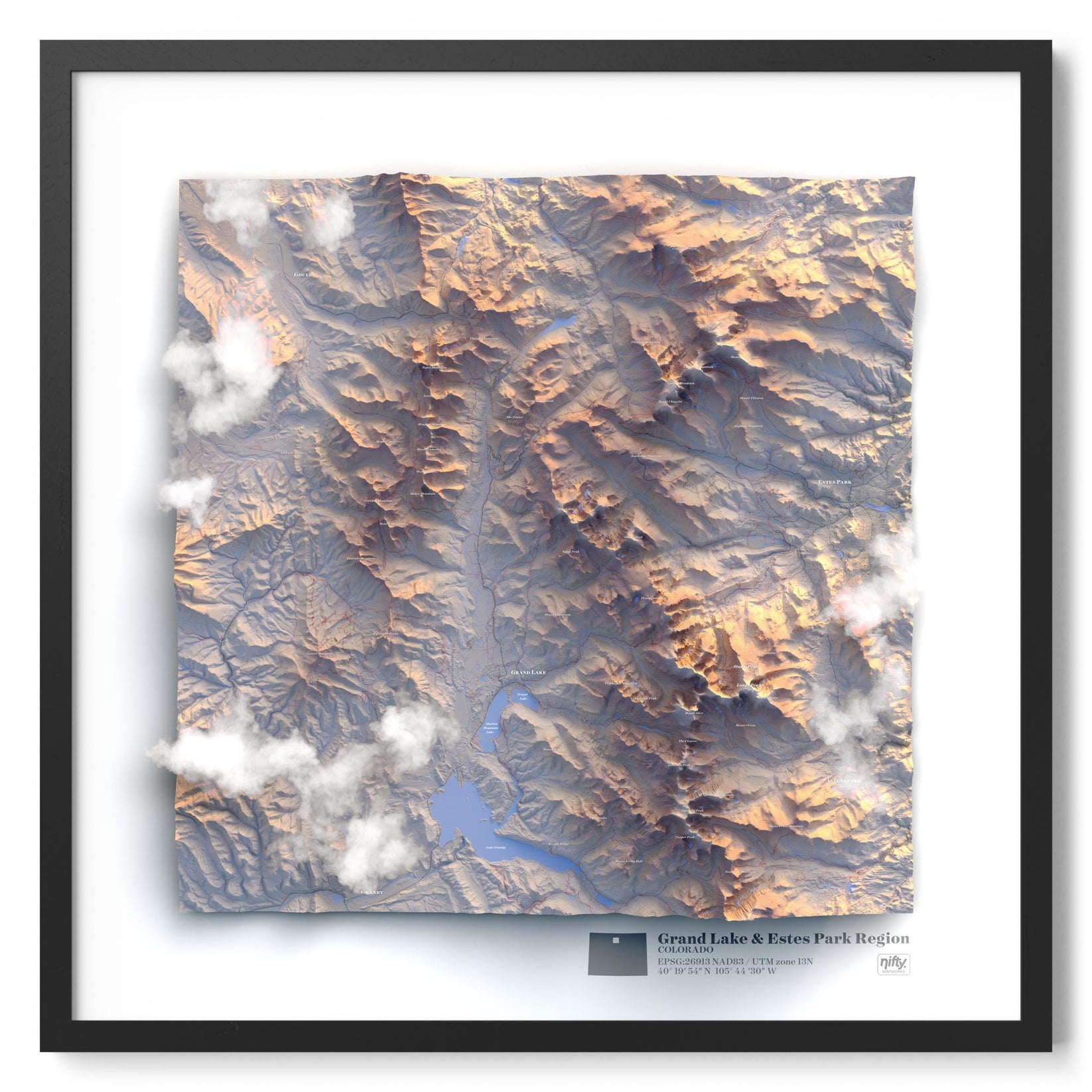 Grand Lake Estes Park Topographic Map Print | Nifty Mapworks